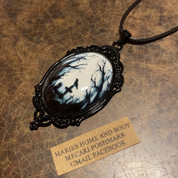 Jewelry | Haunted Cemetery Necklace Pendant Black Jewelry Cameo ...